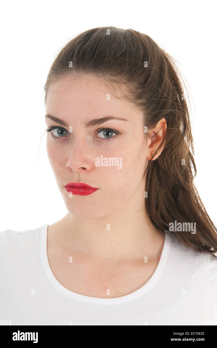 Portrait young female adult isolated over white background Stock Photo ...