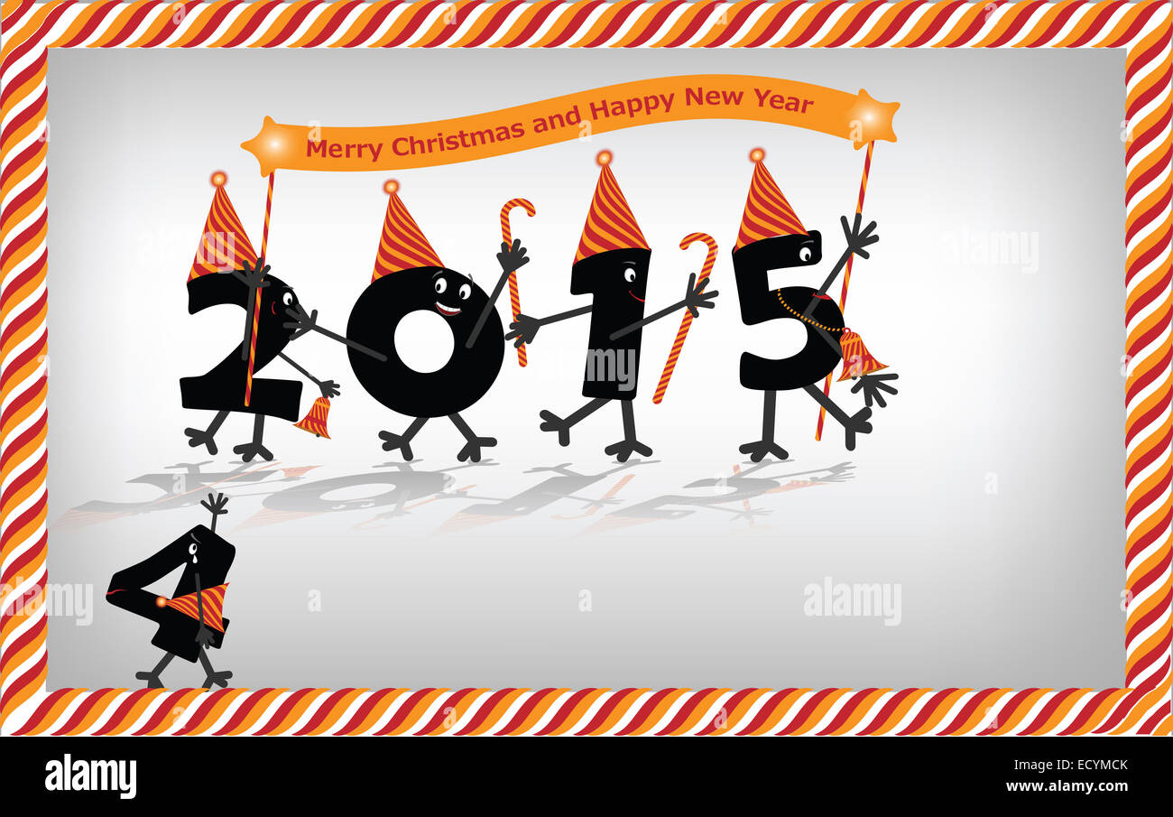 Comic 2015 New Year's Eve character Stock Photo - Alamy