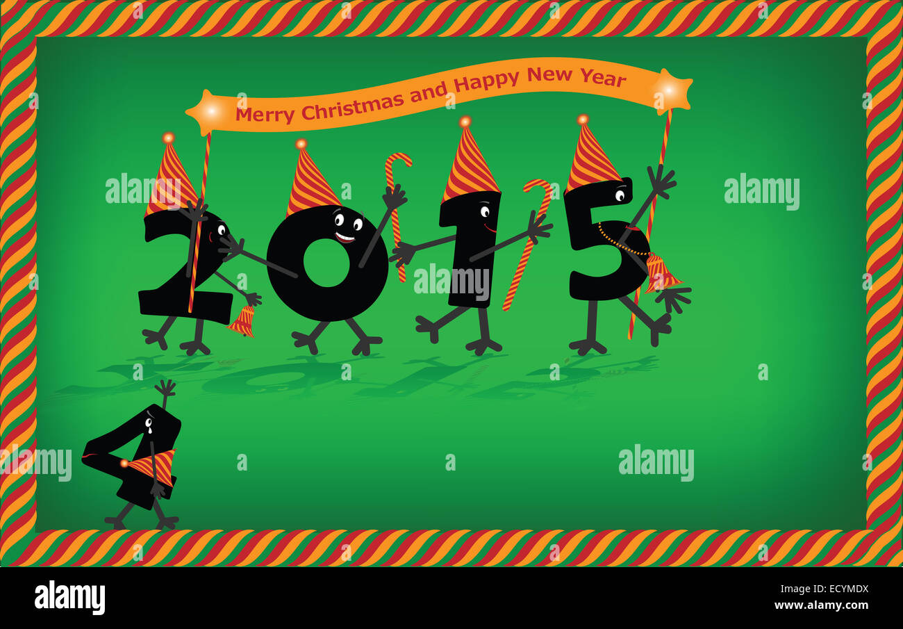 Comic 2015 New Year's Eve character Stock Photo - Alamy