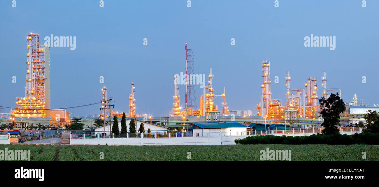 Panorama Architecture of Oil Refinery Plant with distillation tower at ...