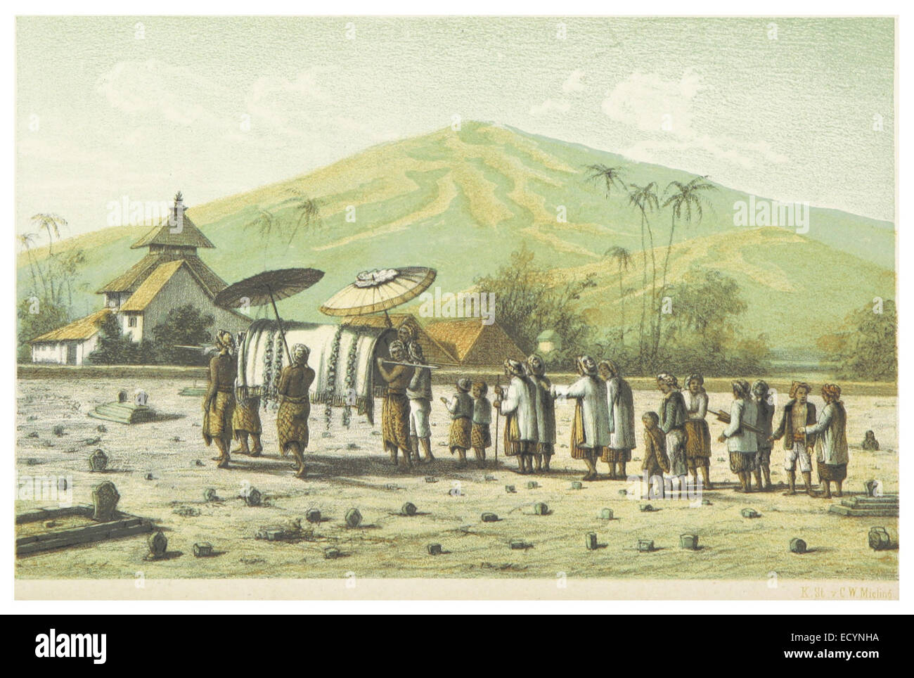 An illustration from *Eene Begraefenis*, depicting a Dutch funeral ...