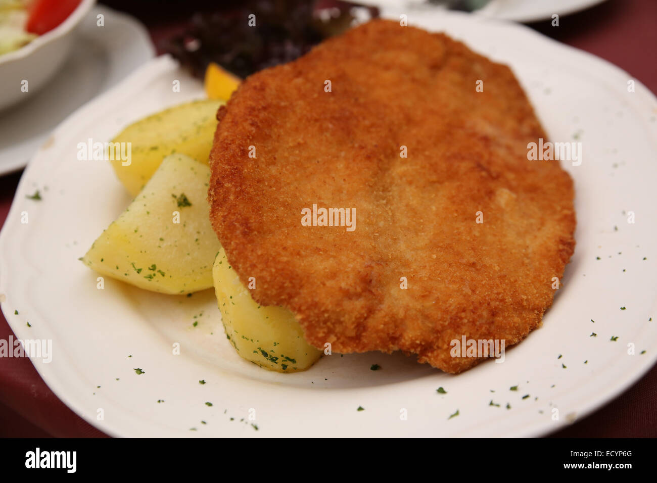 Salzburg Schnitzel breaded cutlet Stock Photo - Alamy