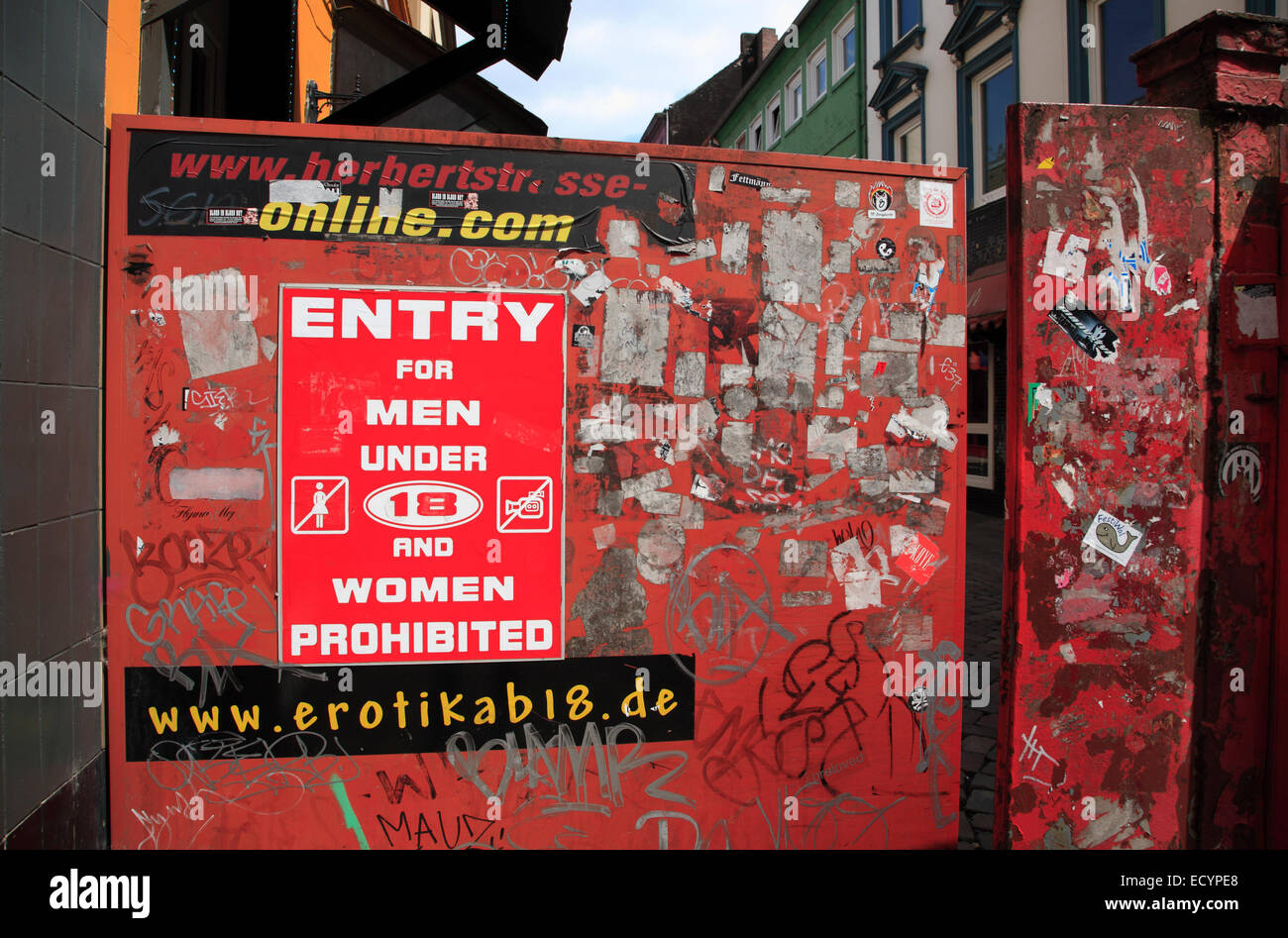 Entrance to redlight street Herbertstrasse, St. Pauli, Hamburg, Germany ...