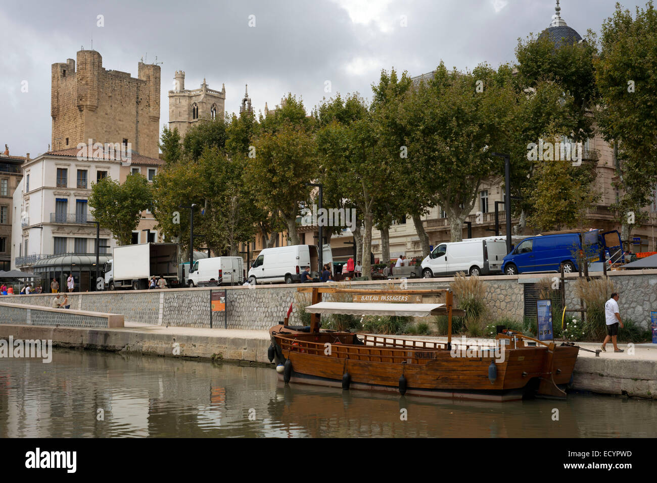 Canal of the Robine (canal de la Robine) at Narbonne, town located in ...