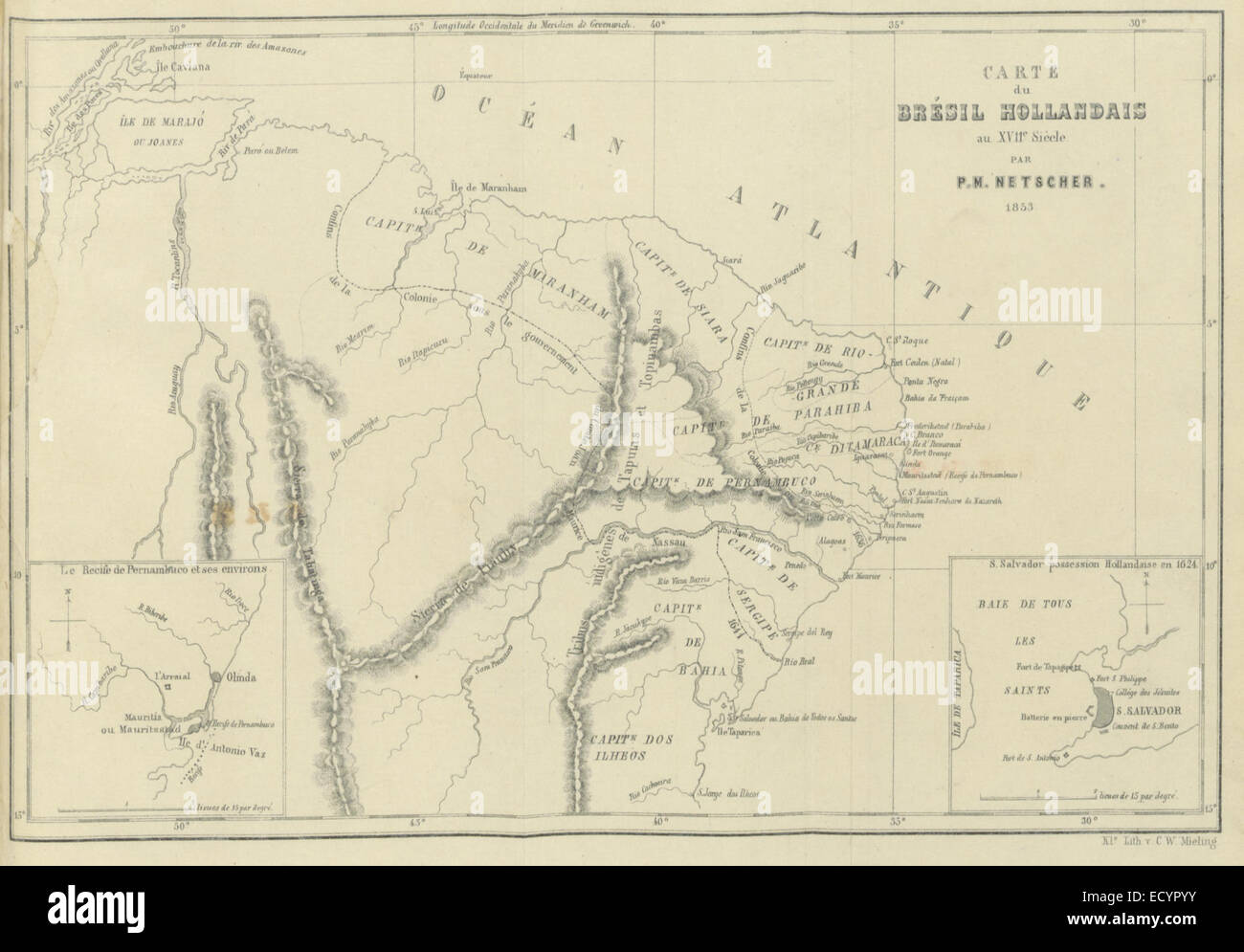 This map, titled 'Carte du Brésil Hollandais,' illustrates the Dutch ...