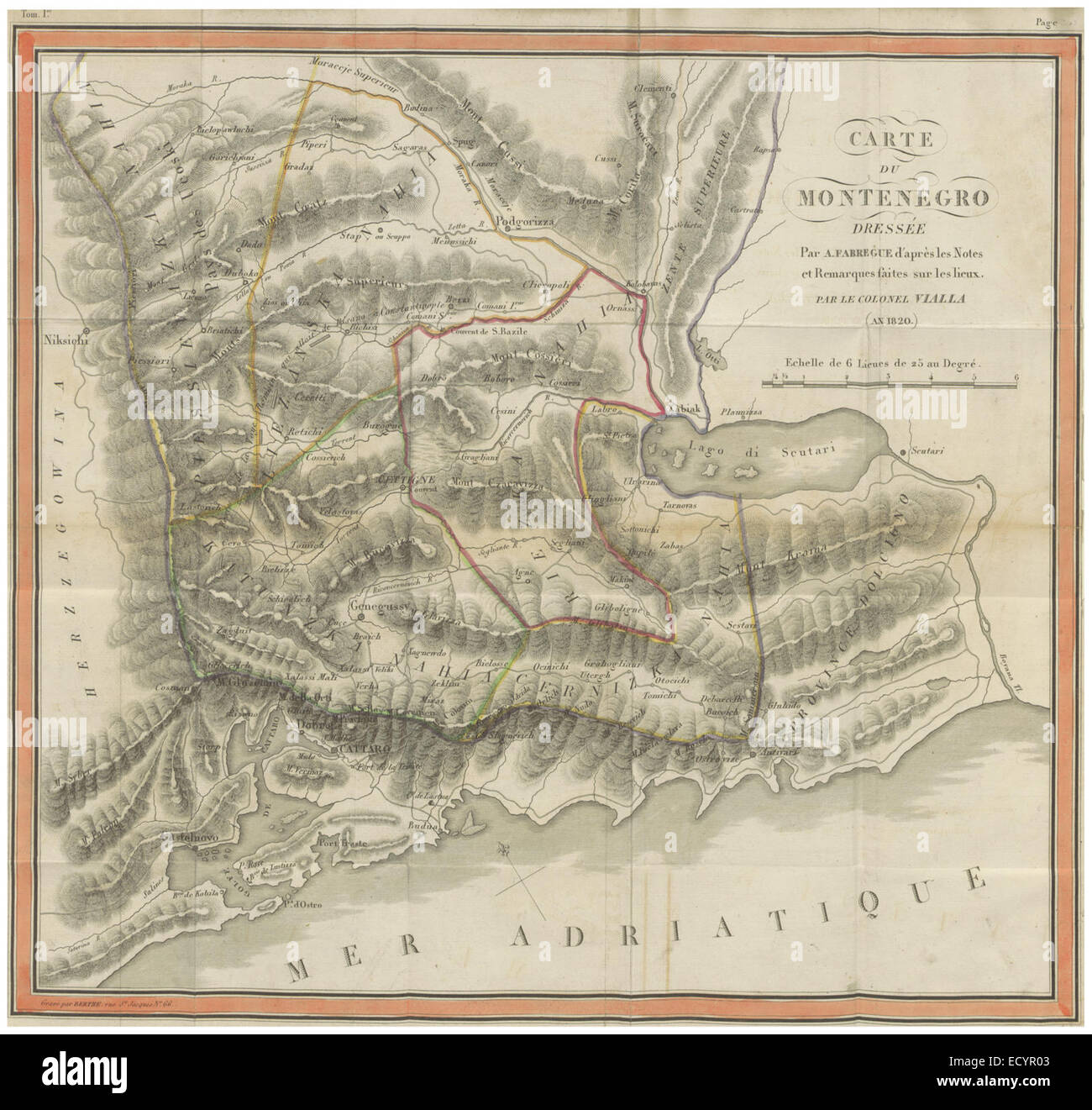 An 1820 map of Montenegro, highlighting the country’s geography and ...
