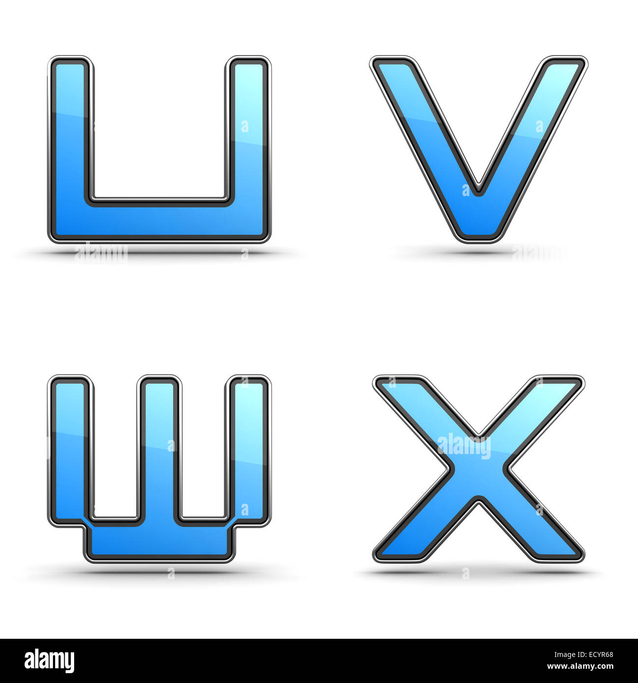 Letters U, V, W, X - Set in Touchpad Style Stock Photo - Alamy