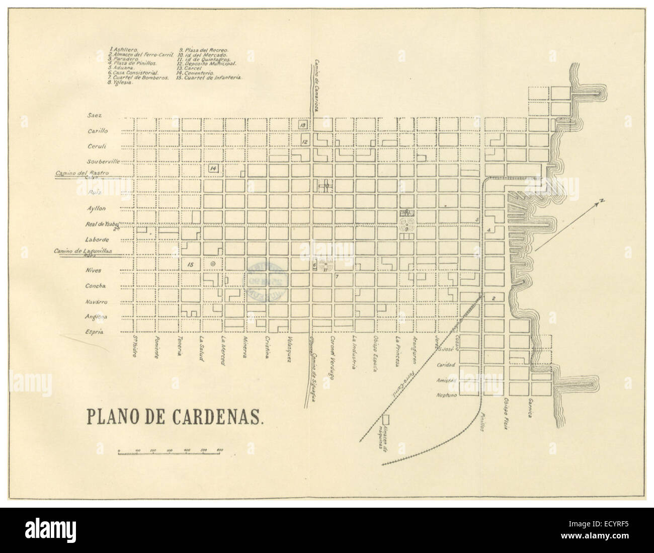 Clark’s 1899 map of Cardenas, Cuba, depicts this significant Cuban port ...