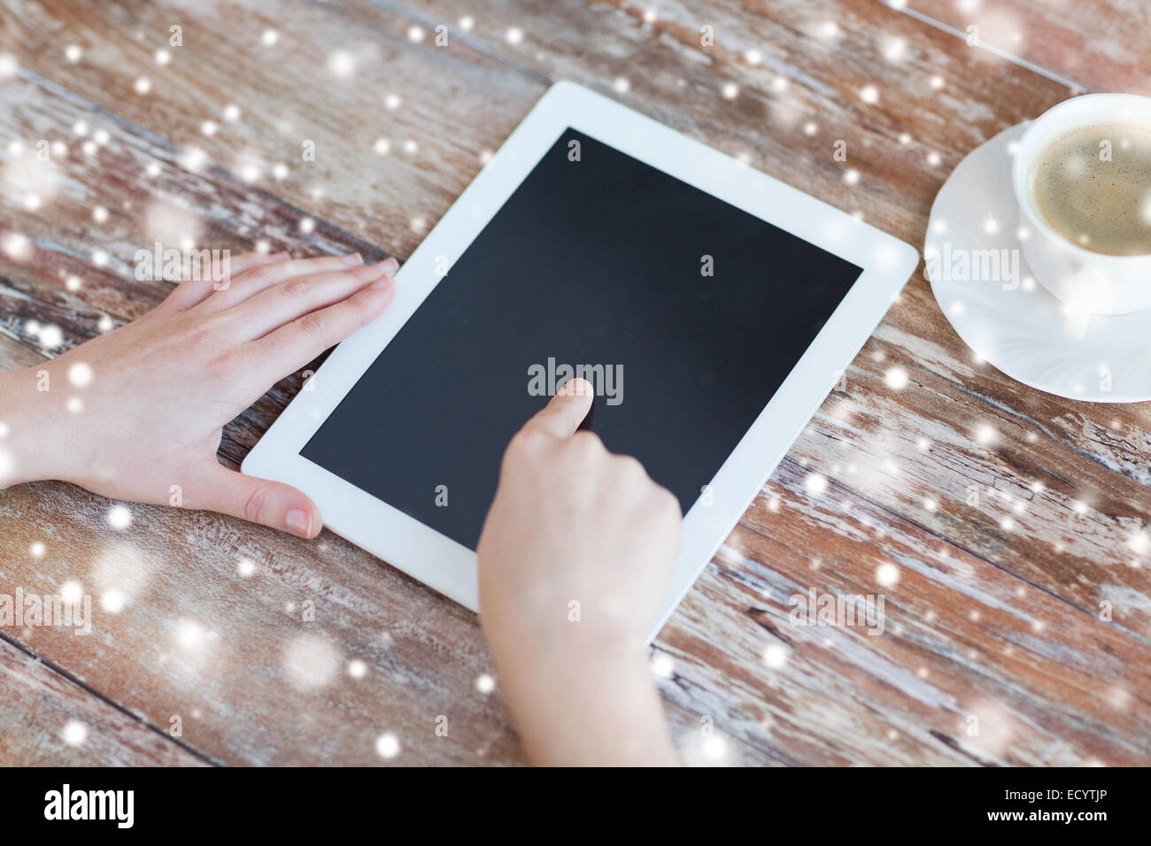 hands pointing finger to blank tablet pc screen Stock Photo - Alamy