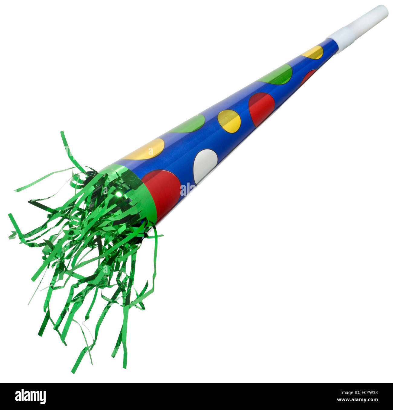 Blue party horn yellow Cut Out Stock Images & Pictures - Alamy