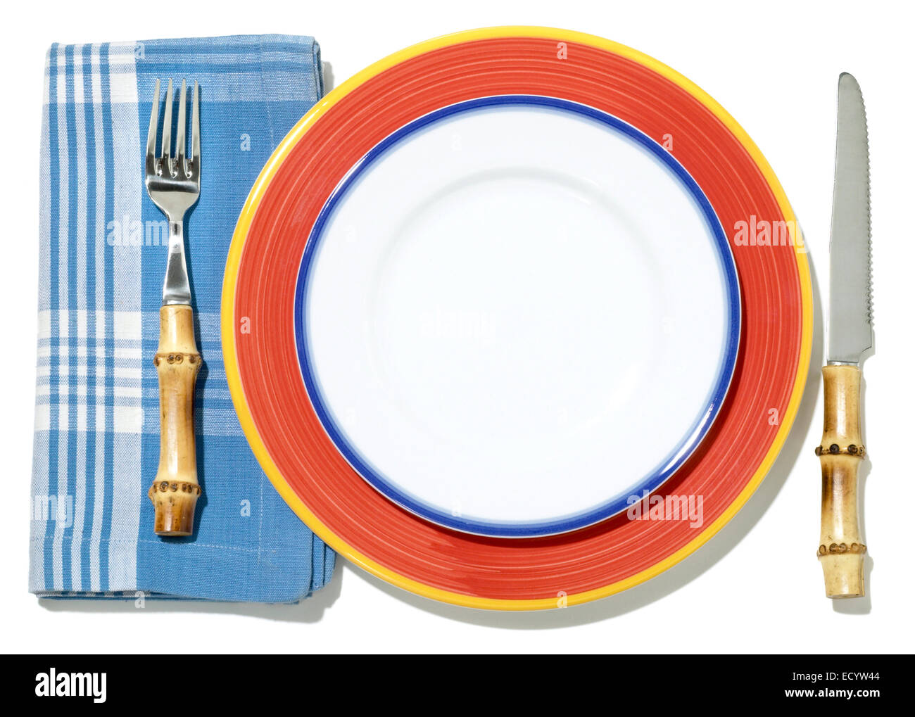 Place setting white plates Cut Out Stock Images & Pictures - Alamy