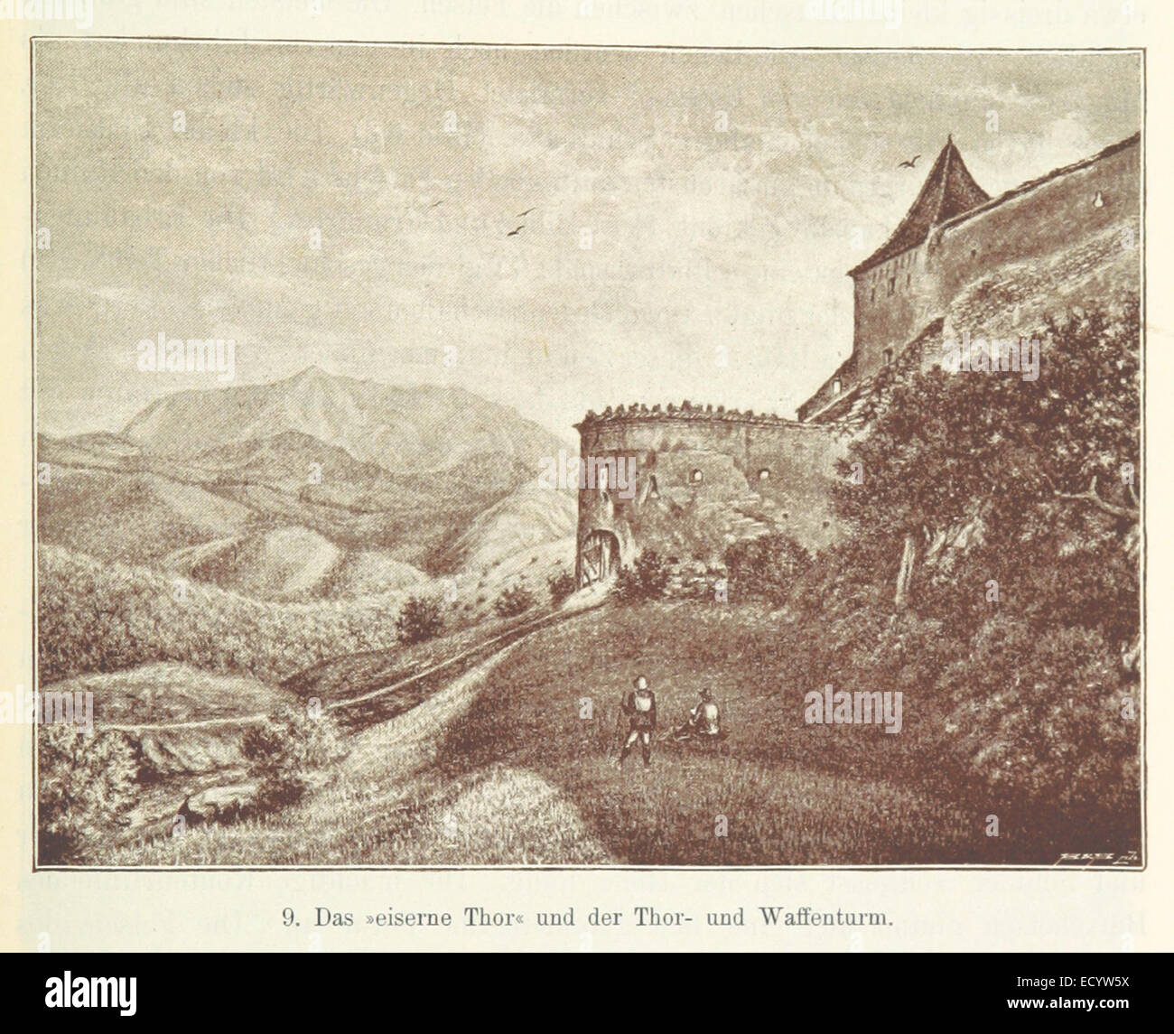 This historical illustration depicts the Iron Gate (Das eiserne Tor ...