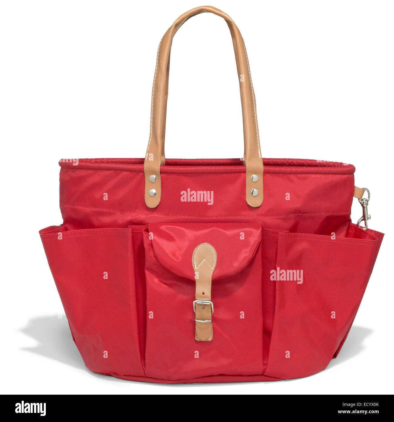 red tote with leather handles Stock Photo - Alamy