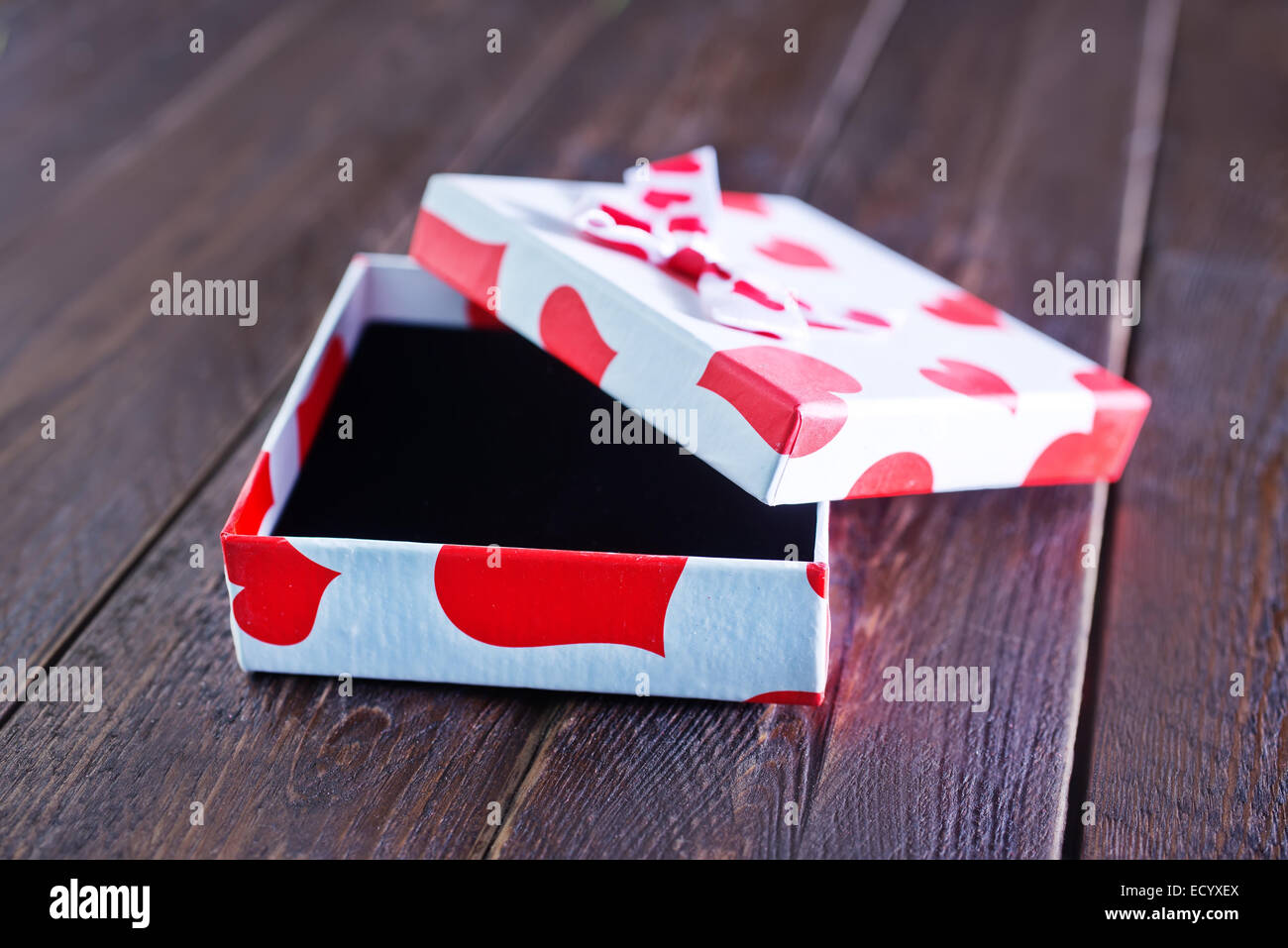 box for present on the wooden table Stock Photo - Alamy