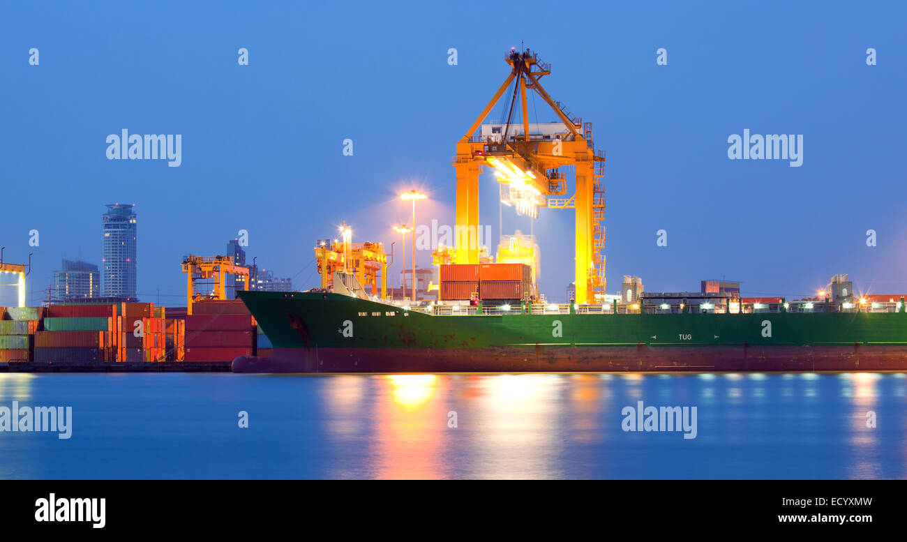Panorama landscape of shipping freight ship for logistic background ...