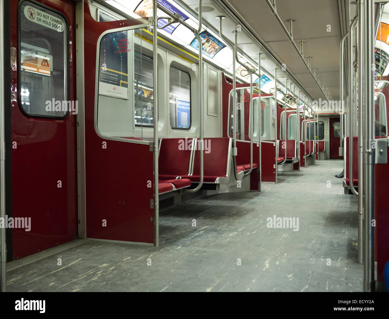 inside ttc subway train old red seat Stock Photo: 76831282 - Alamy