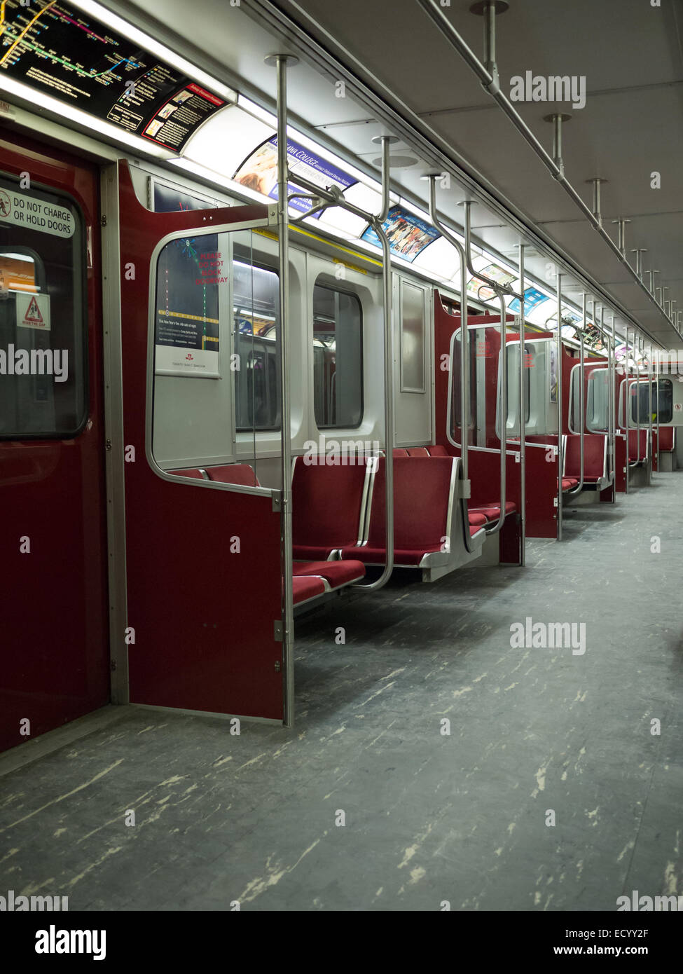 inside empty ttc subway metro train Stock Photo - Alamy