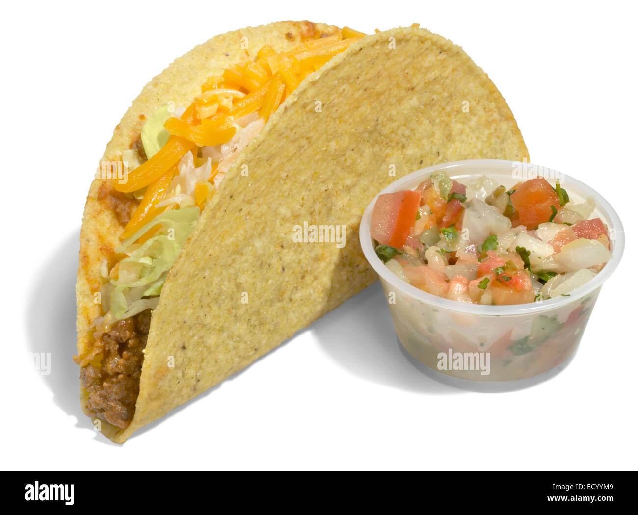 taco bell crunchy taco with salsa on the side Stock Photo - Alamy