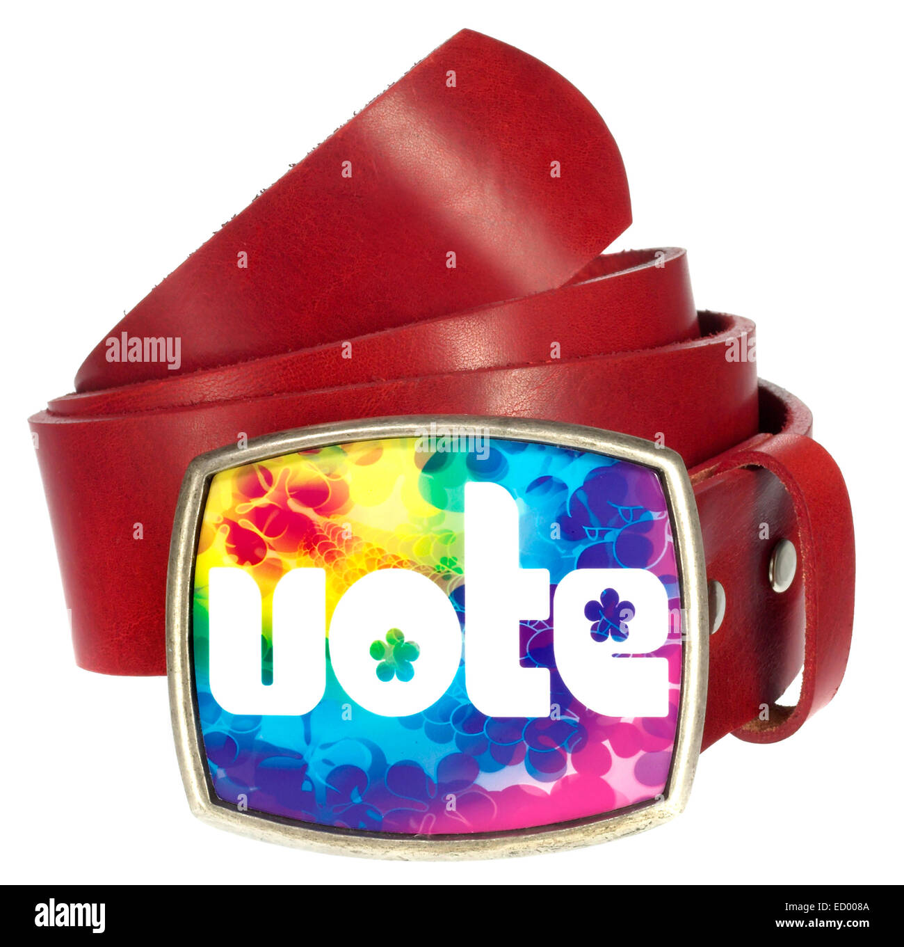 A red "vote" belt on white Stock Photo - Alamy