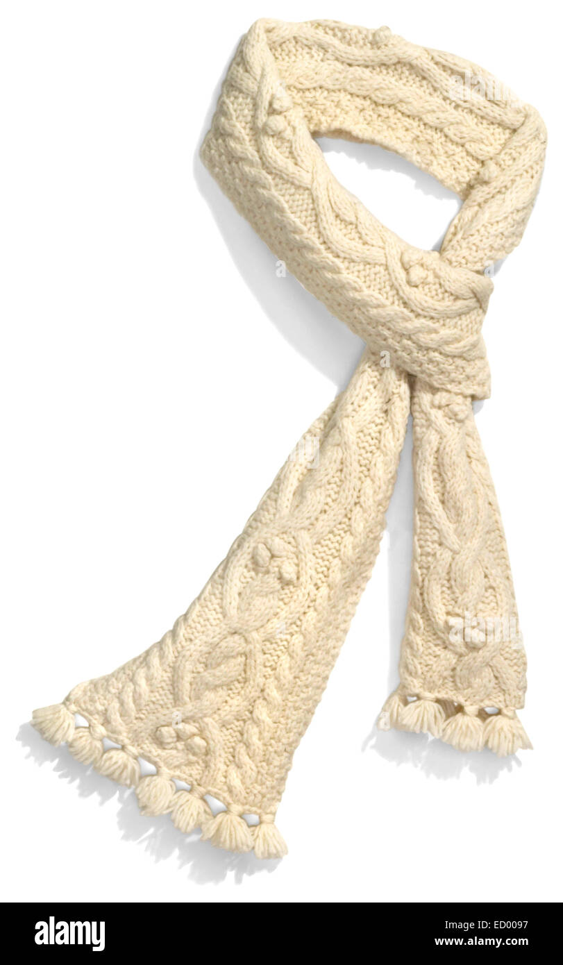 white knit wool scarf Stock Photo - Alamy