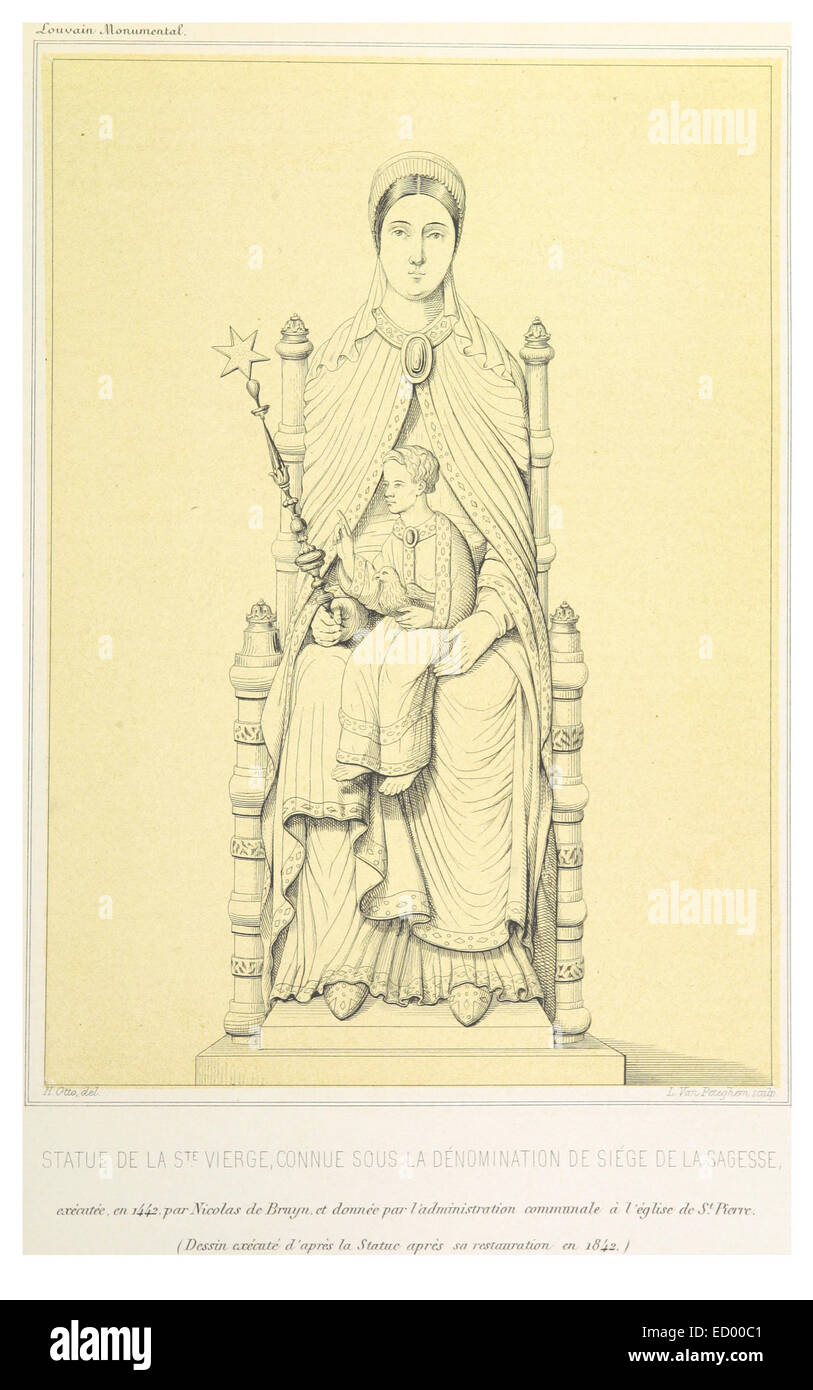 This 1860 illustration by Even depicts the Statue de la Ste-Vierge ...