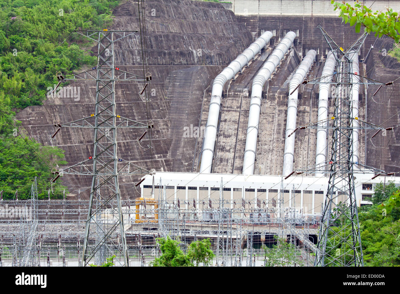 hydroelectric Power Plant with Pipeline from Dam Stock Photo - Alamy