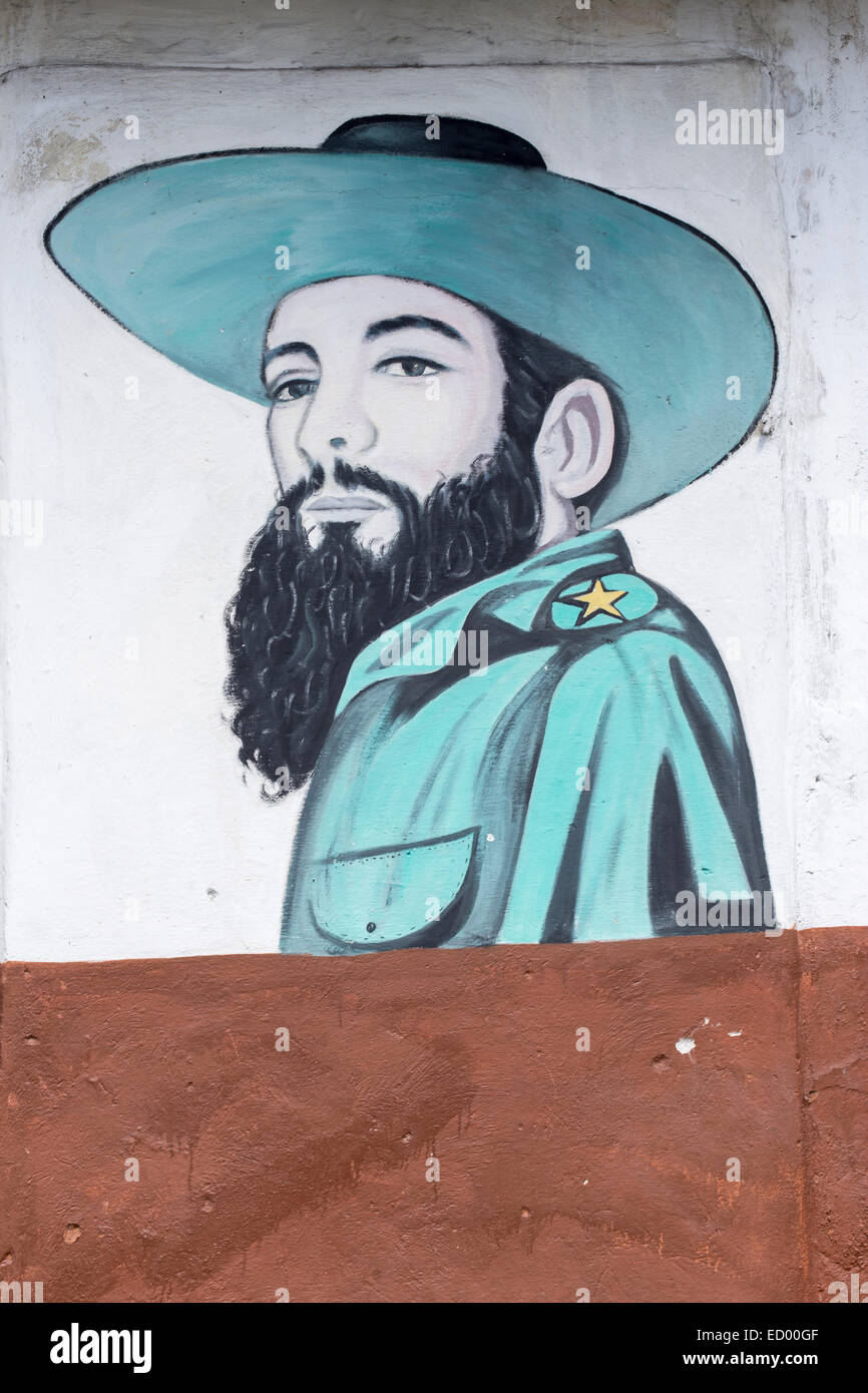 A mural showing Camilo Cienfuegos in Havana, Cuba Stock Photo - Alamy