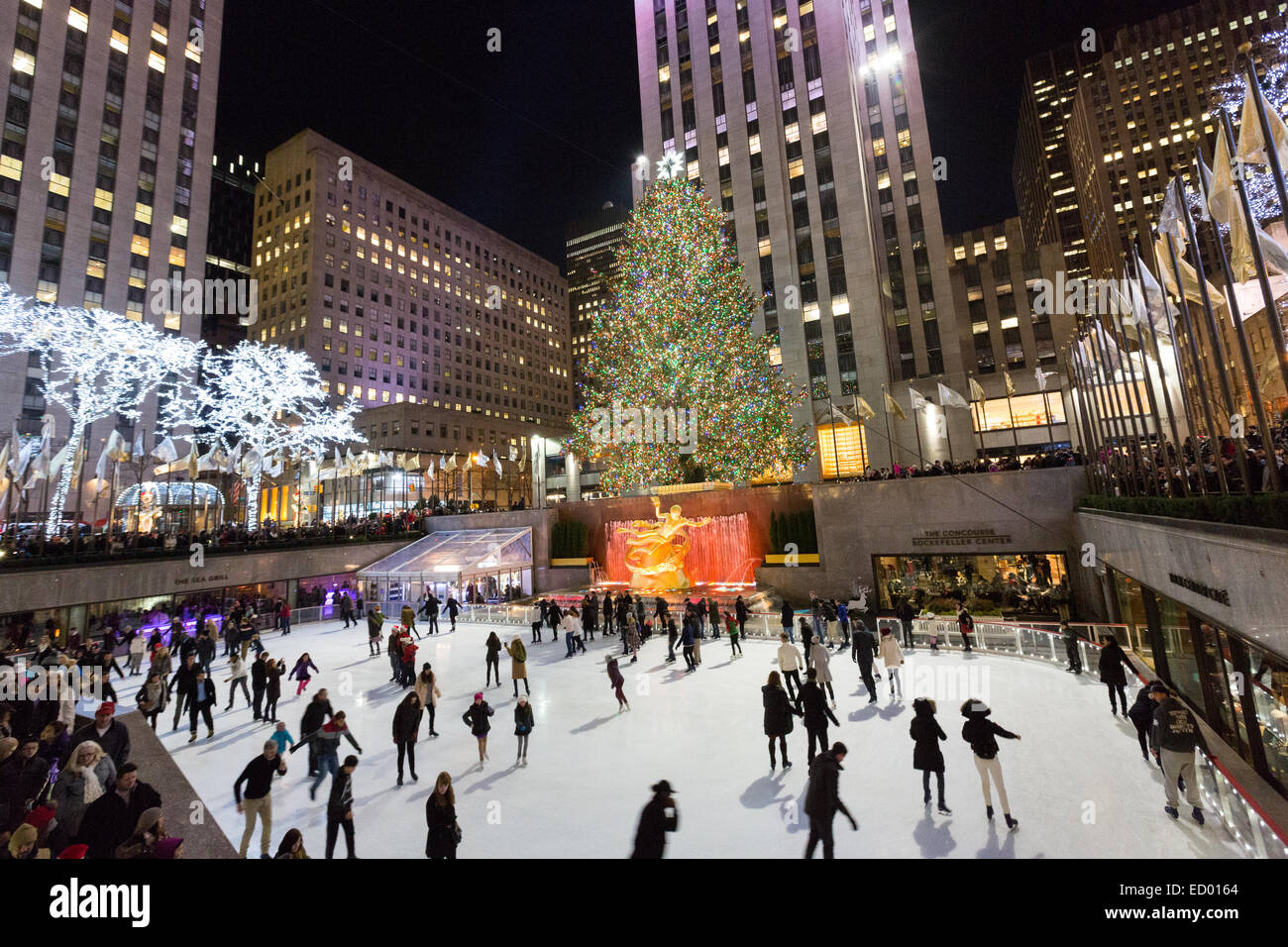 Ice skating during the Christmas holiday lights at the Rink at ...
