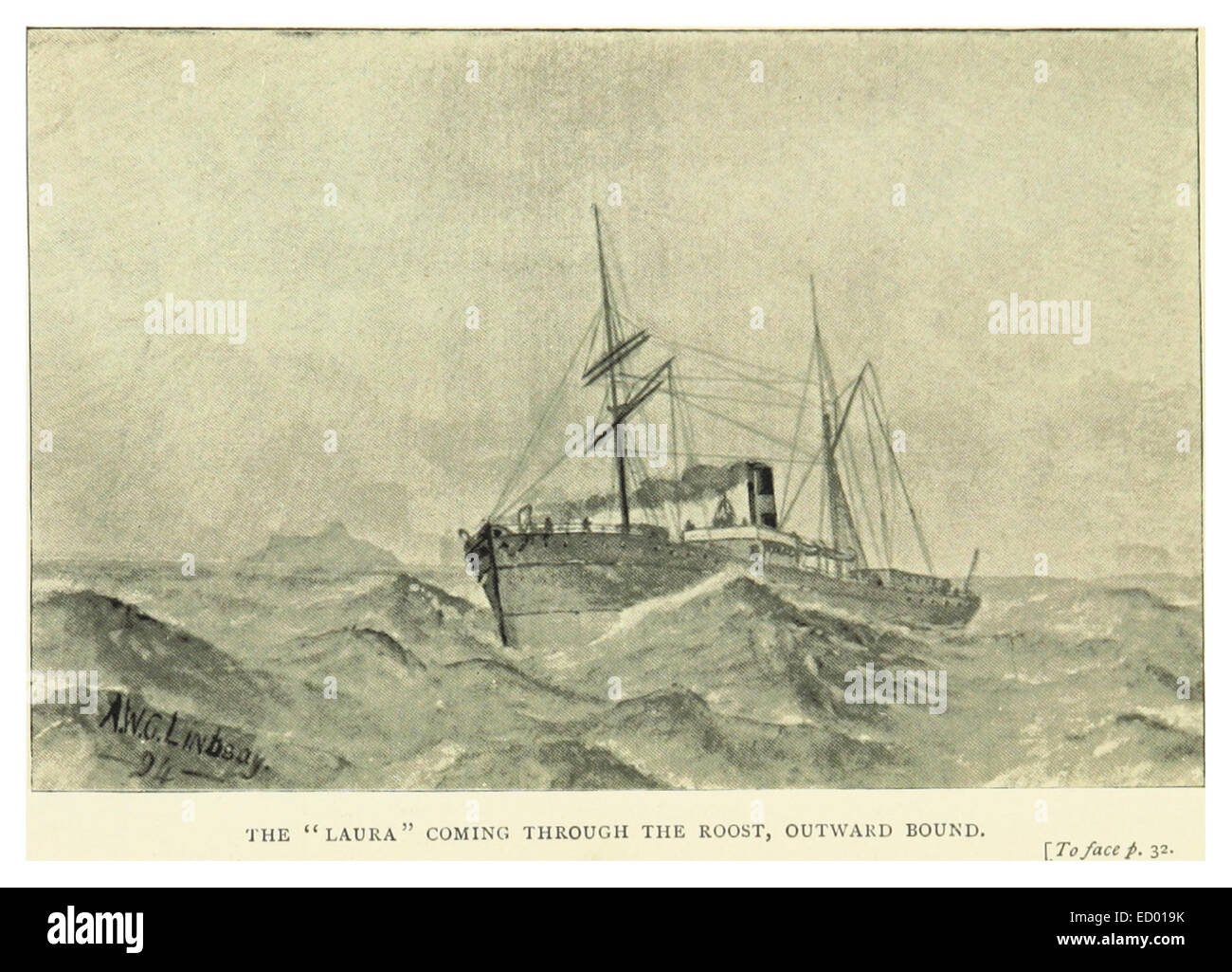 This image from 1898 features the ship Laura navigating through the ...