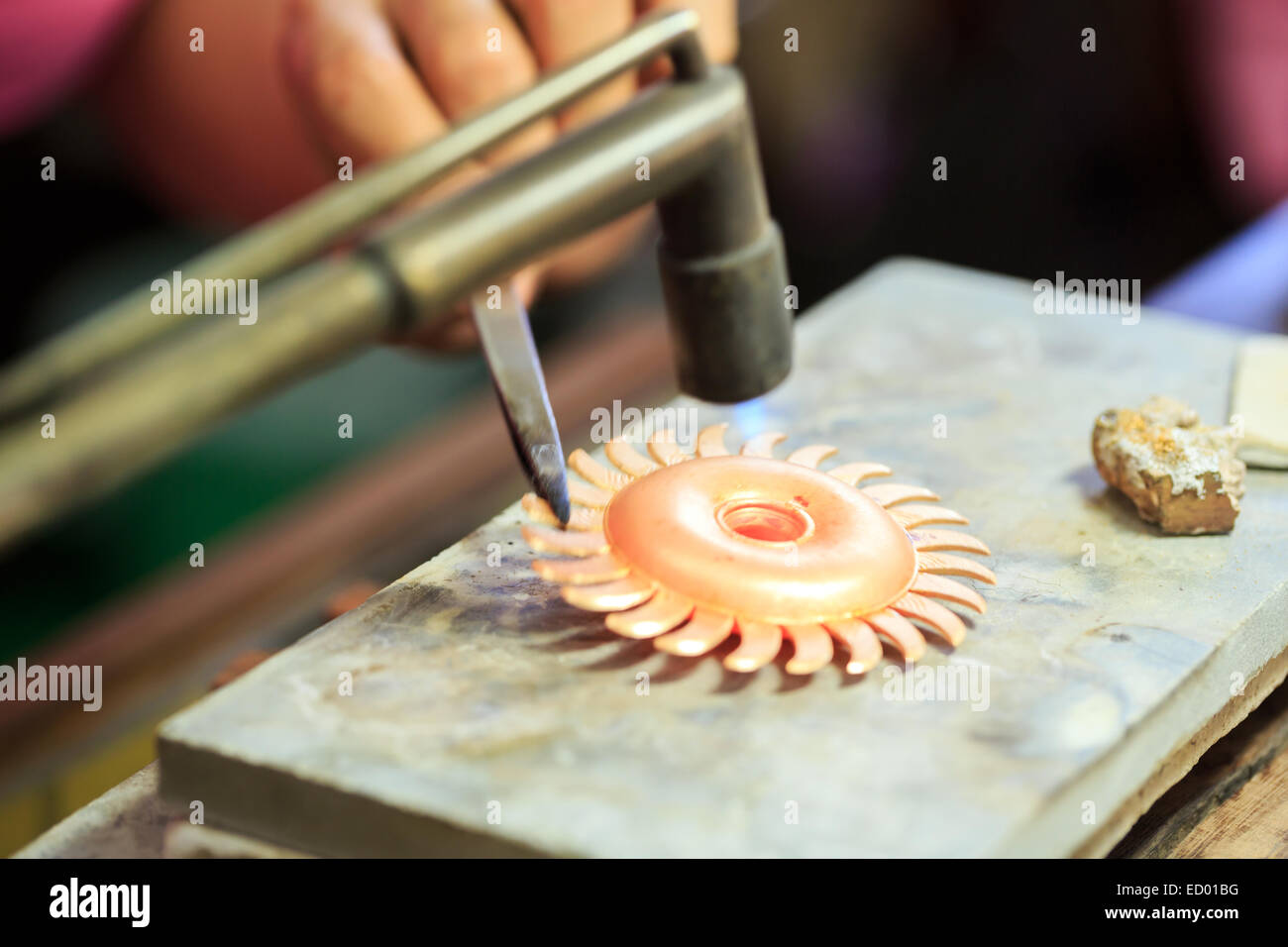 Goldsmith working with a thai traditional gold Stock Photo - Alamy