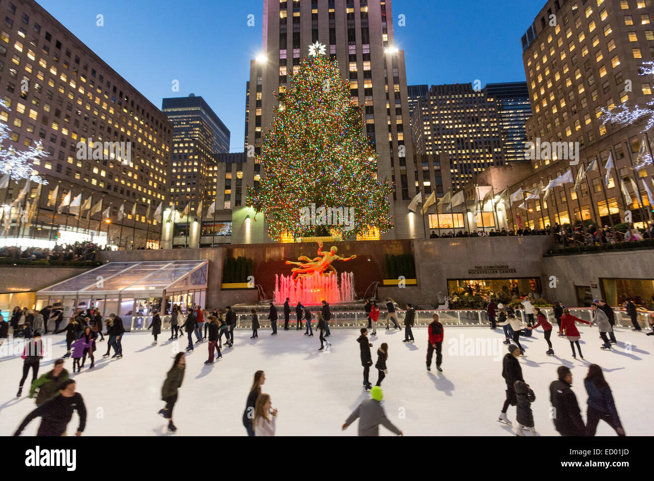 Ice skating during the Christmas holiday lights at the Rink at ...
