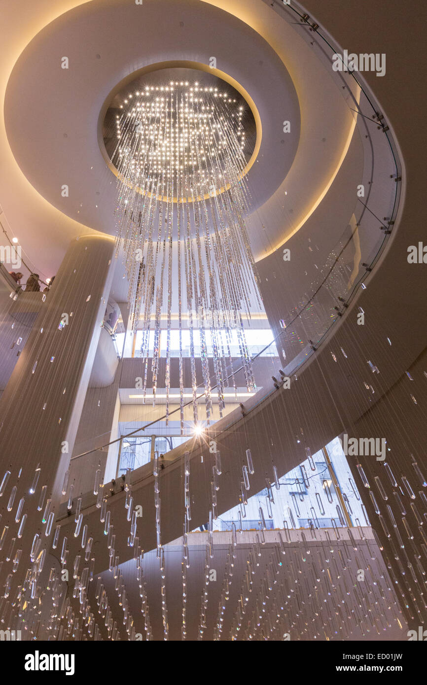 The Joie Crystal Water Fall chandelier in the Grand Atrium Lobby of ...