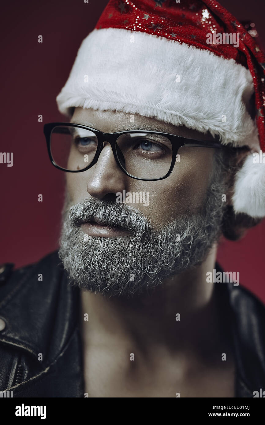 Artistic portrait of gray haired santa claus. Bad santa fantasy Stock ...