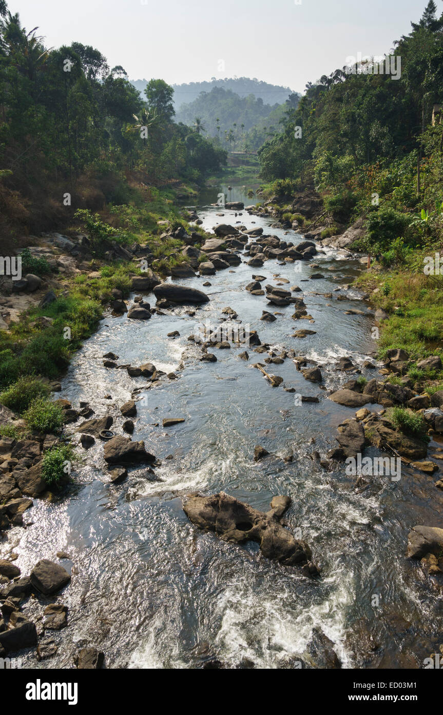 Kerala, India - the Muthirappuzhayar River, at River View, near Munnar ...