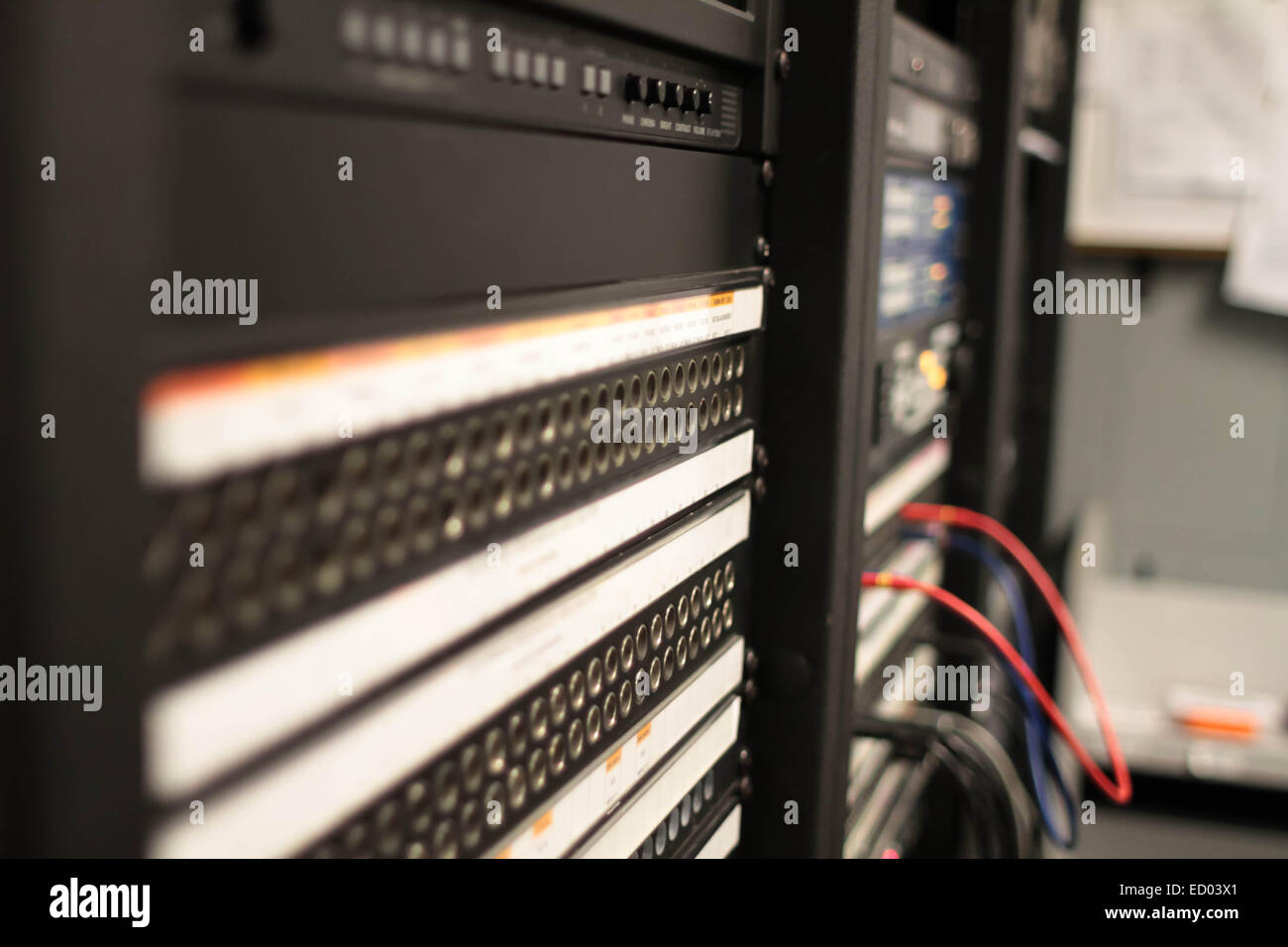 Racks with equipment and patchbays in an audio studio Stock Photo - Alamy