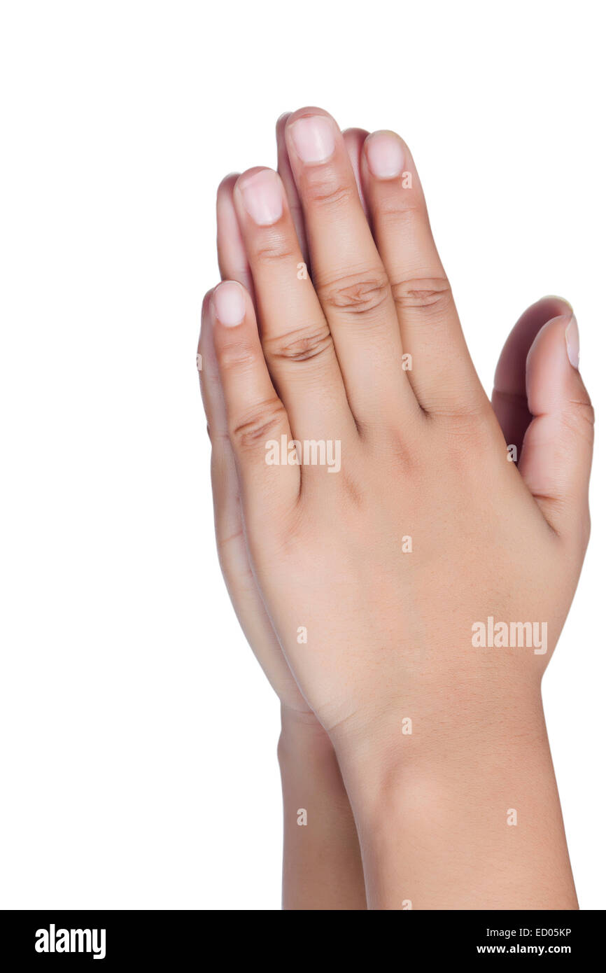 1 lady Joined Hands part of Stock Photo - Alamy