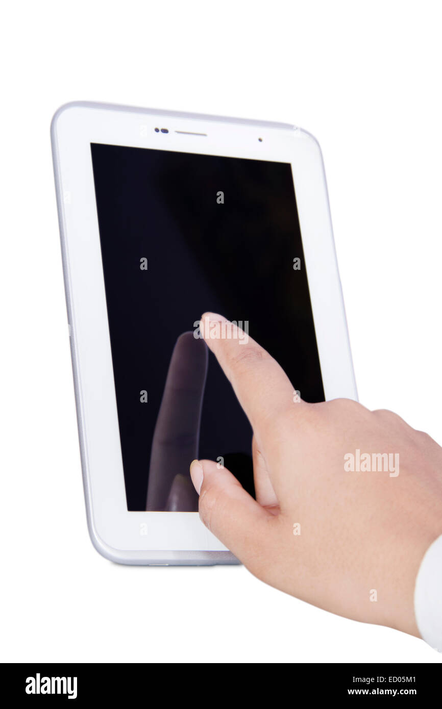 1 Business Woman Digital Tablet finger part of Stock Photo - Alamy