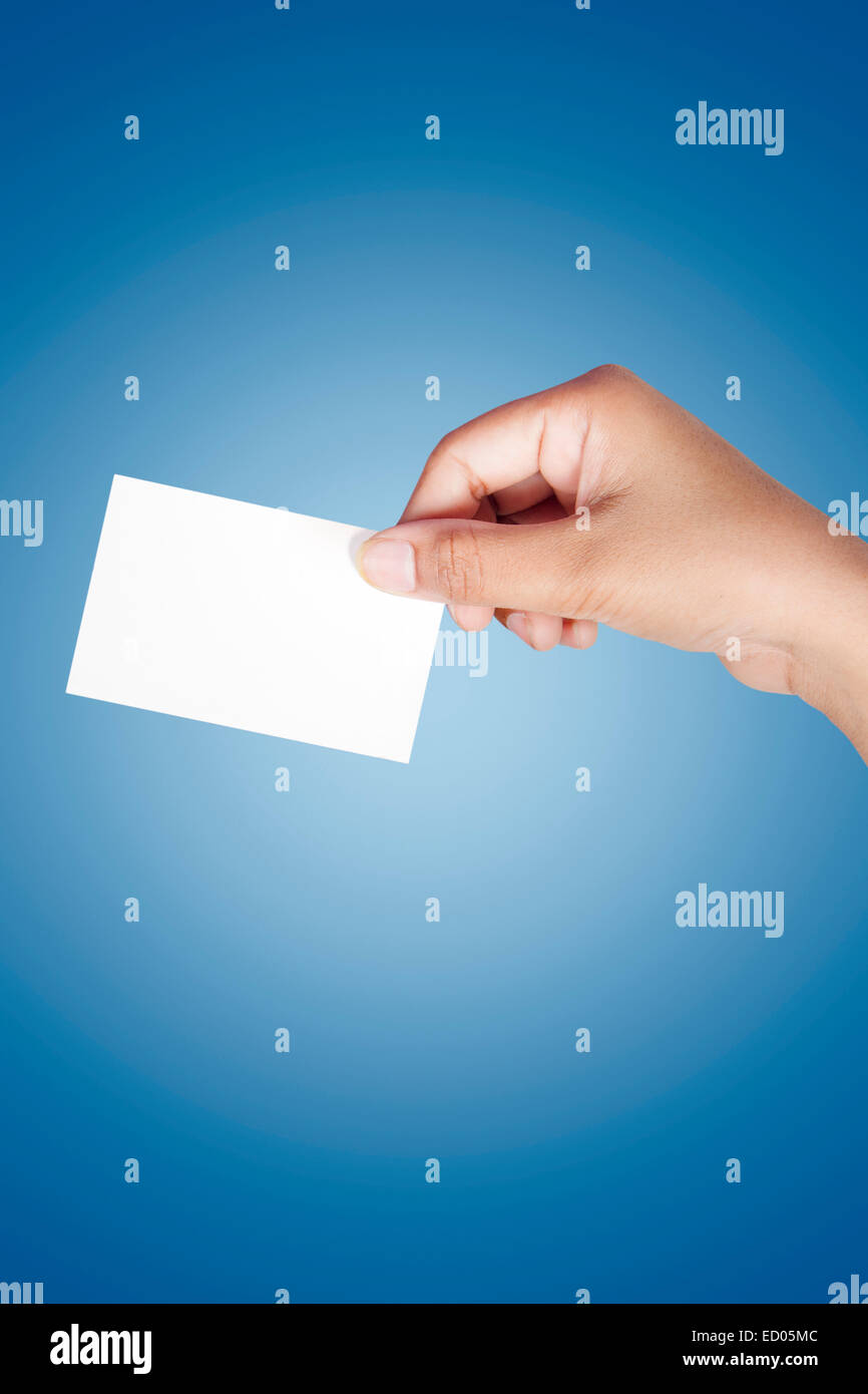 1 Lady hand Visiting Card part of Stock Photo - Alamy