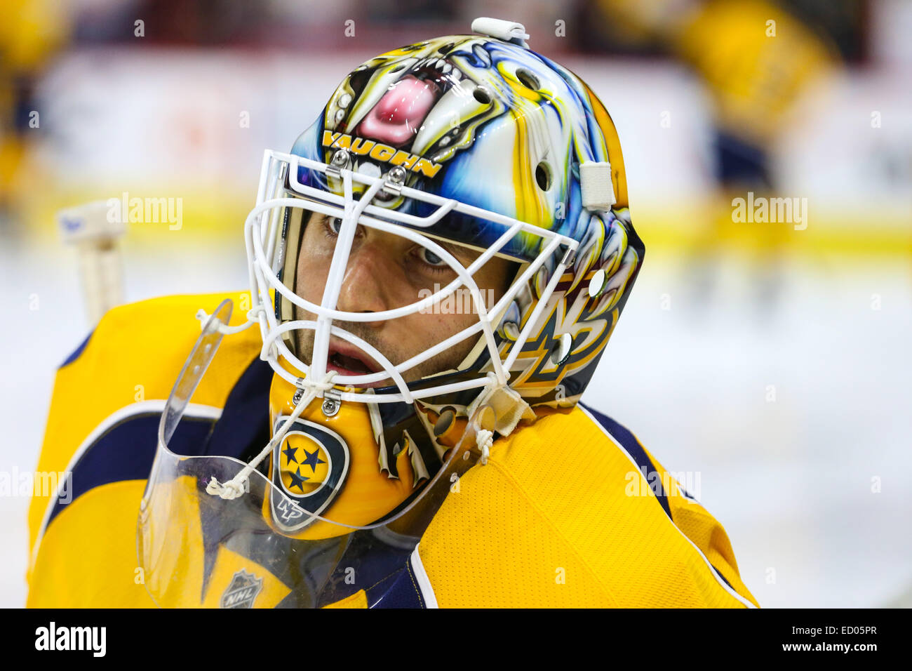 Nashville Predators goalie Carter Hutton (30) during the NHL game ...