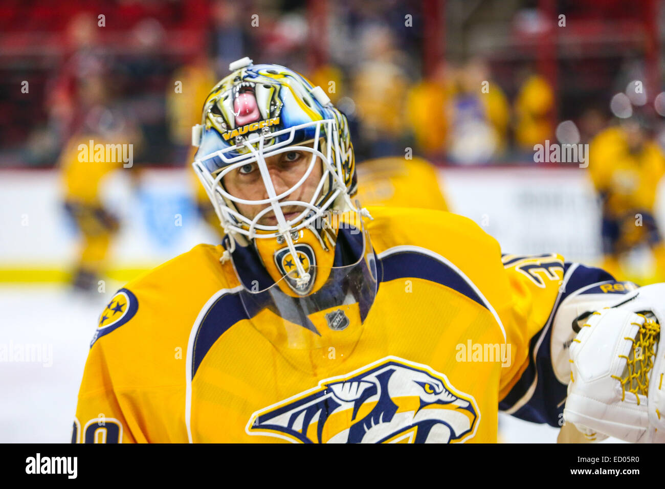 Nashville Predators goalie Carter Hutton (30) during the NHL game ...