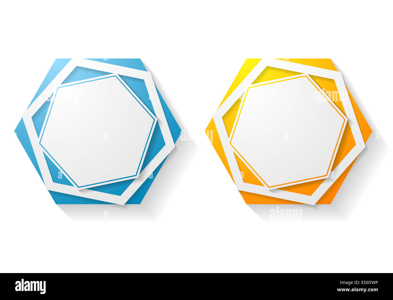 Abstract hexagon shape sticker design. Vector background Stock Photo ...