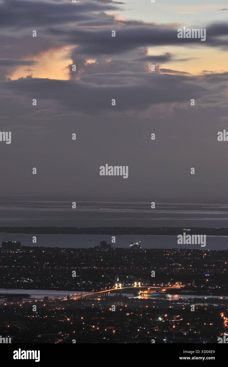 Dawn over Mactan Channel including Marcelo Fernan Bridge Cebu City ...