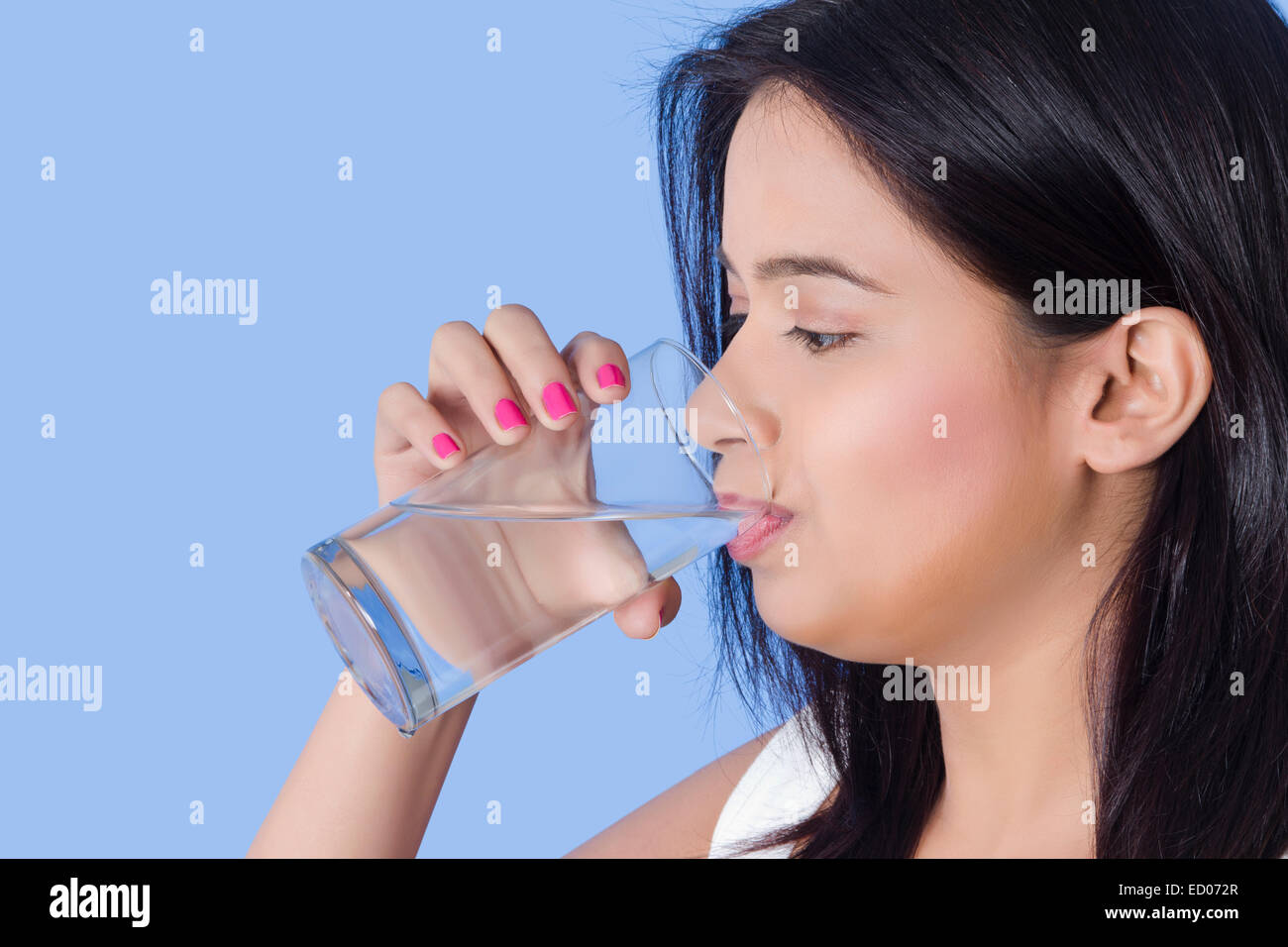 indian Beautiful Lady Drinking Water Stock Photo - Alamy