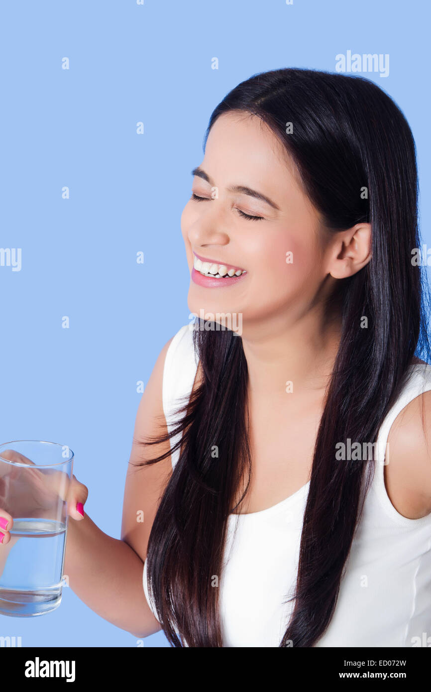 Indian Beautiful Lady Drinking Water High Resolution Stock Photography ...