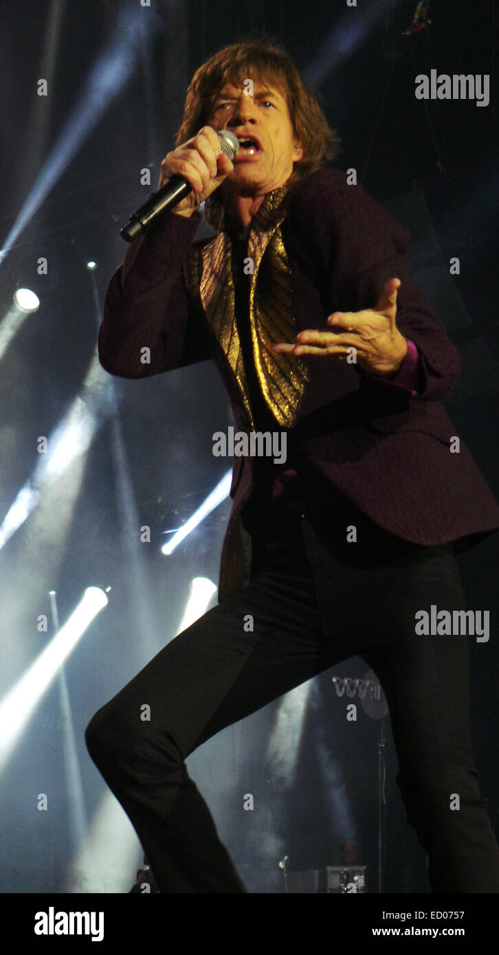 Mick Jagger and the Rolling Stones play a sell out concert in Germany ...