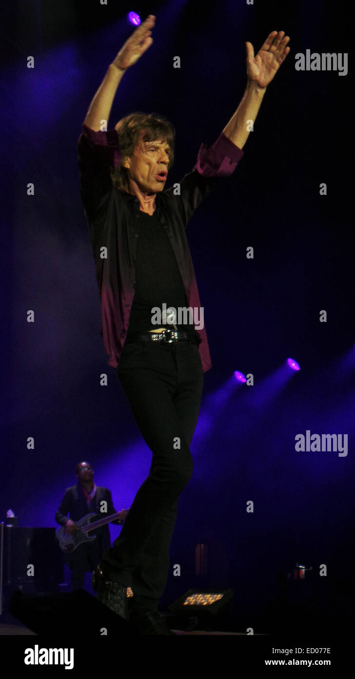 Mick Jagger and the Rolling Stones play a sell out concert in Germany ...