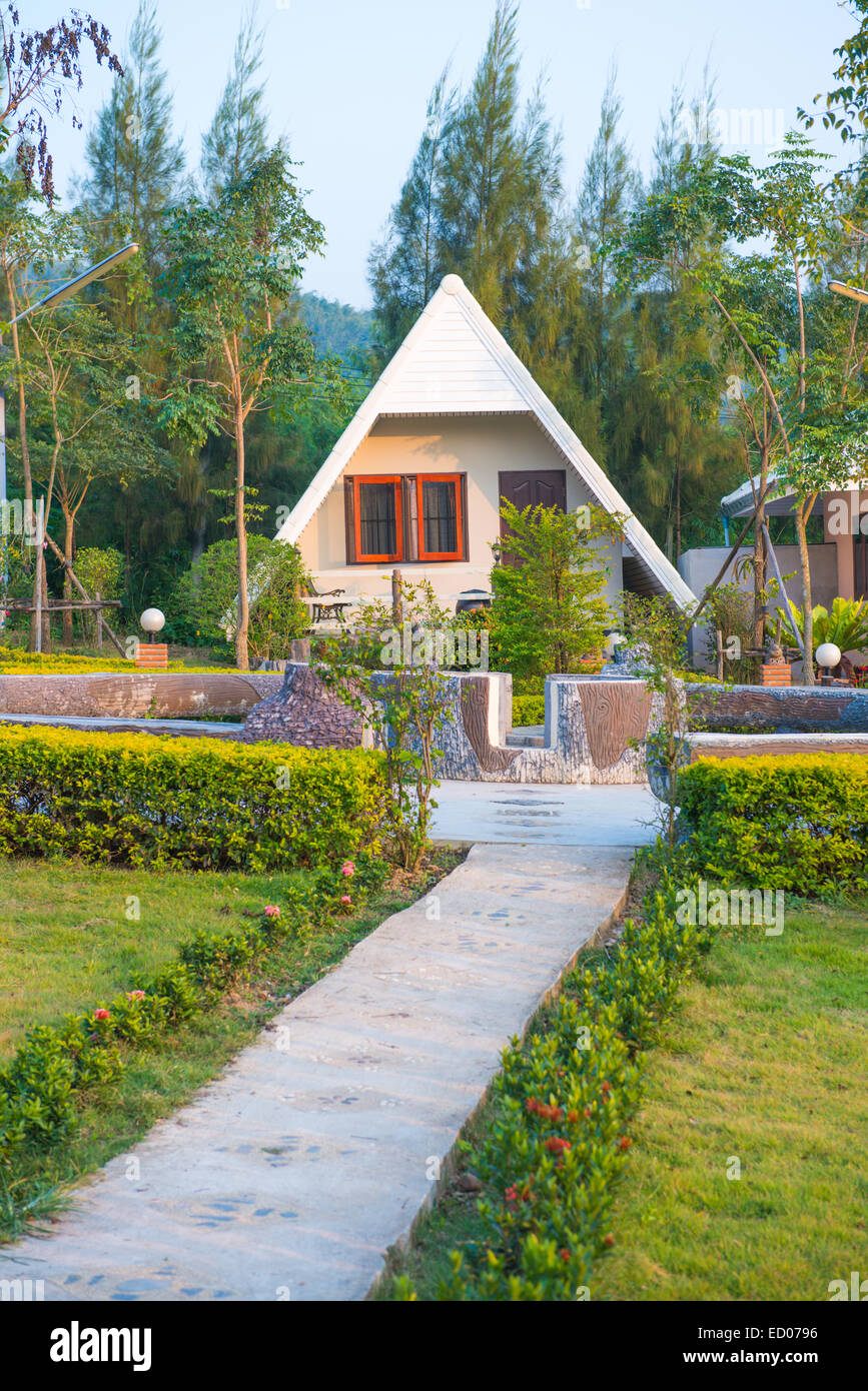 Tropical forest resort, surrounded by mountains and beautiful gardens ...