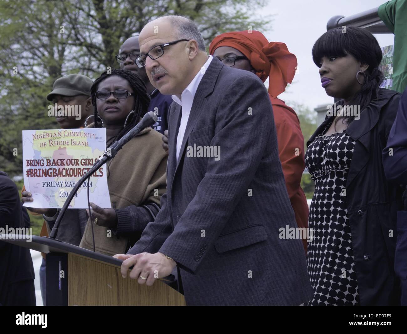 Providence, Rhode Island, USA. 9th May, 2014. Man addressing at a ...