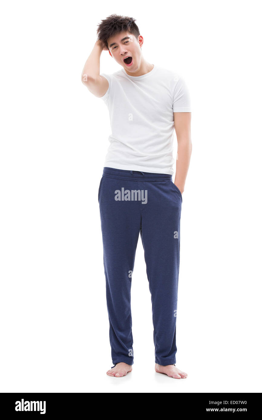 Young man just waking up Stock Photo - Alamy