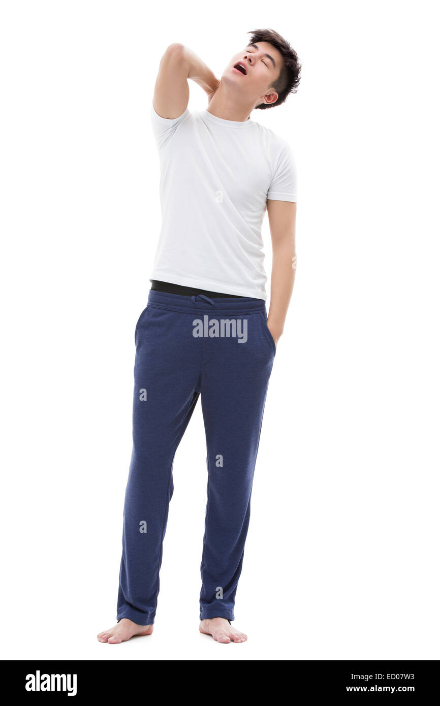 Tired man waking up Cut Out Stock Images & Pictures - Alamy